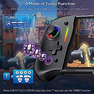 Switch Controller for Nintendo Switch/OLED, RGB One-Piece Joypad Controller for Switch Controllers Joy-con with Adjustable TURBO, Dual Motor Vibration,Handheld Switch Pro Controller for Switch Gaming