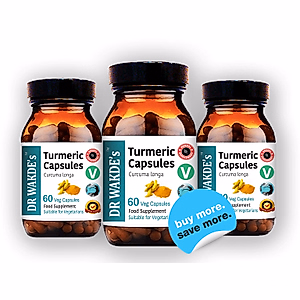 DR WAKDE'S Turmeric Capsules (Curcuma Longa, 60 Veg Caps, Plant-Based Supplement, Ayurvedic Herb, All Natural, Vegan)