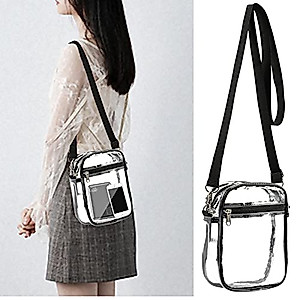 2 Packs Clear Crossbody Bag Stadium Approved, Clear Crossbody Purse with Front Pocket and Adjustable Strap for Concerts, Festivals, Sports Events, Travel, Clear Messenger Shoulder Bag