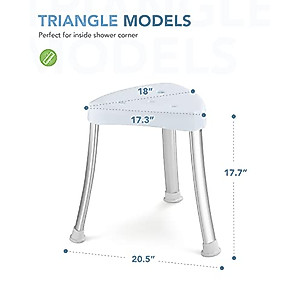 OasisSpace Corner Shower Stool - Triangle Spa Shower Seat for Inside Shower, Shower Shaving Stool for Adults, Shower Chair with Anti-Skid Rubber Feet for Small Shower