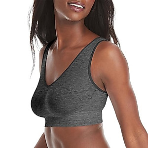 Hanes Women's Cozy Seamless Wire-Free Bra, Gravel Grey Heather, X-Large