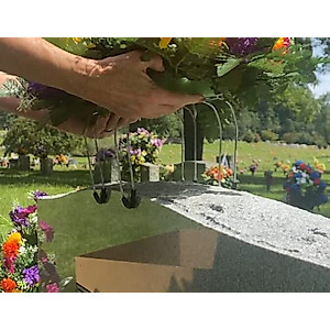 Sympathy Silks Artificial Cemetery Flowers - Grave Decorations Winter Memorial - Christmas Red and White Mums Saddle for Headstone