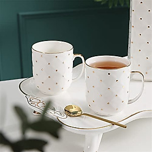 LDCHNH 8 Pieces of White Porcelain Coffee Tea Set with Gold Dots Ceramic Teapot Storage Tray Kitchen Tableware Home Decoration (Color : D, Size