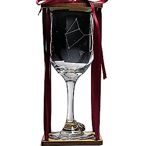 Virgo Astrological Sign Stemmed Wine Glass with Charm and Presentation Packaging