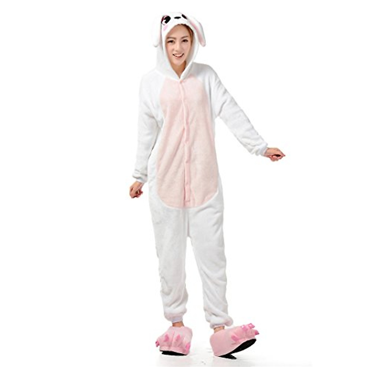 UreeUine Ultra Soft Plush Pink Easter Bunny Costume Cosplay Sleepsuit S
