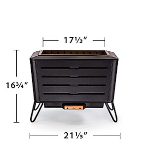 TIKI Brand Retreat Smokeless Fire Pit Rectangular Wood Burning Outdoor, Durable Stainless Steel, Great for Small Spaces, Camping, Tailgating, Pack, Modern, Removable Ash Pan, 14.5x21.5x16.7 Black