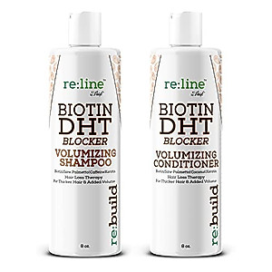 Biotin Dht Blocker Shampoo and Conditioner for Hair Growth - NATURAL Volumizing Shampoo and Conditioner with Biotin for Hair Growth Dht Blocking Shampoo for Thinning hair and hair loss for Men & Women (Re:build)
