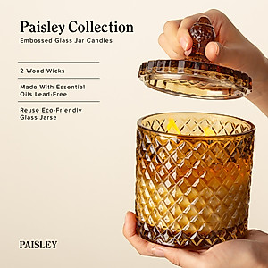 Large Wood Wick Jasmine Magnolia Scented Candles,Soy Wax Candle for Home Scented,Long Burning time and Large Glass Jar Candle, Luxury Candle Gift for Women & Men,14.8 oz