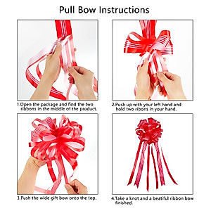 Big Bow for Present Basket Bows for Gift Wrapping Car Bows Big Car Bow Package Bows Large Pull Bows Bulk B2-Deep Pink-10pcs