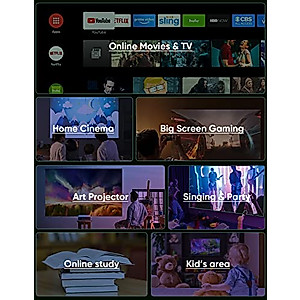 TMY Native 1080P Projector with 5G WiFi and Bluetooth 5.1, 320ANSI 4K Supported Mini Projector, Portable Projector Compatible with TV Stick/Phone/PC/DVD/HDMI/AV/USB/SD, Outdoor Movie Projector