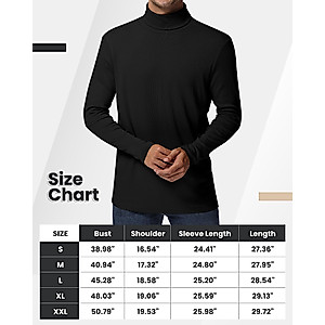 Ficerd 3 Pack Men's Turtleneck Shirts, Long Sleeve Cotton Pullover Sweaters Mock Neck Knitted T Shirt Basic Slim Fit Tee Tops(Black, White, Apricot,Large)