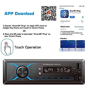 SEMAITU Smart Car Audio Systems, Single Din Multimedia Car Stereo, USB SD Support Mobile APP Control Bluetooth MP3 Hands-Free Calling, FM Radio Receiver for Car & Truck