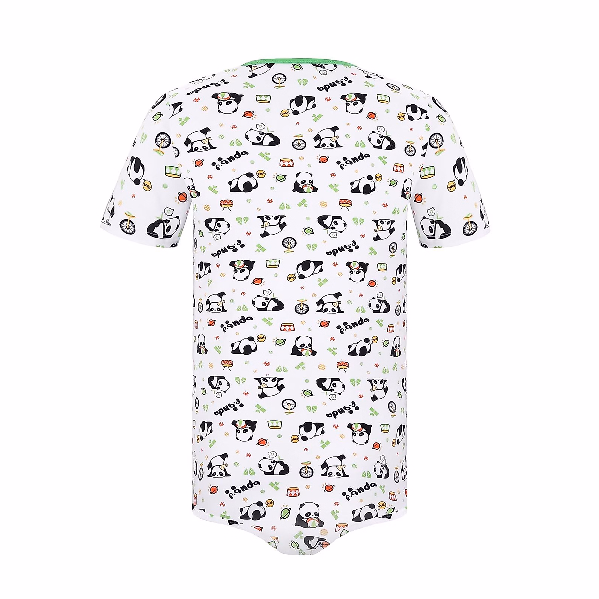 Landofgenie Men Short Sleeve Bodysuit Pajama Panda Print Bodysuit One Piece Pajamas Rompers Basic Onesie 3XL