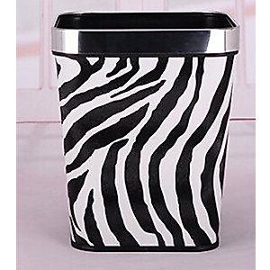 European Fashion Without Cover Trash Bins Kitchen Bathroom Square Trash Can (Zebra, Small)