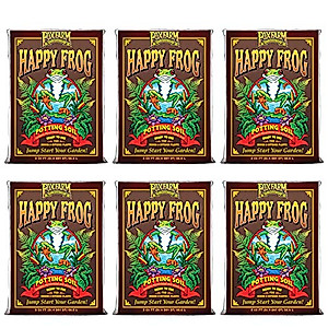FoxFarm FX14047 Happy Frog pH Adjusted Organic Plant Garden Potting Soil Mix Bag, 2 Cubic Feet (6 Pack)