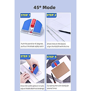 TAIYUYUE Cutter 45/90° Bevel Mat Board Cutter, 3 Spare Double-end Blades, Photo Frame Kraft KT Foam Chevron Board Vertical Model Artwork Tools Knife