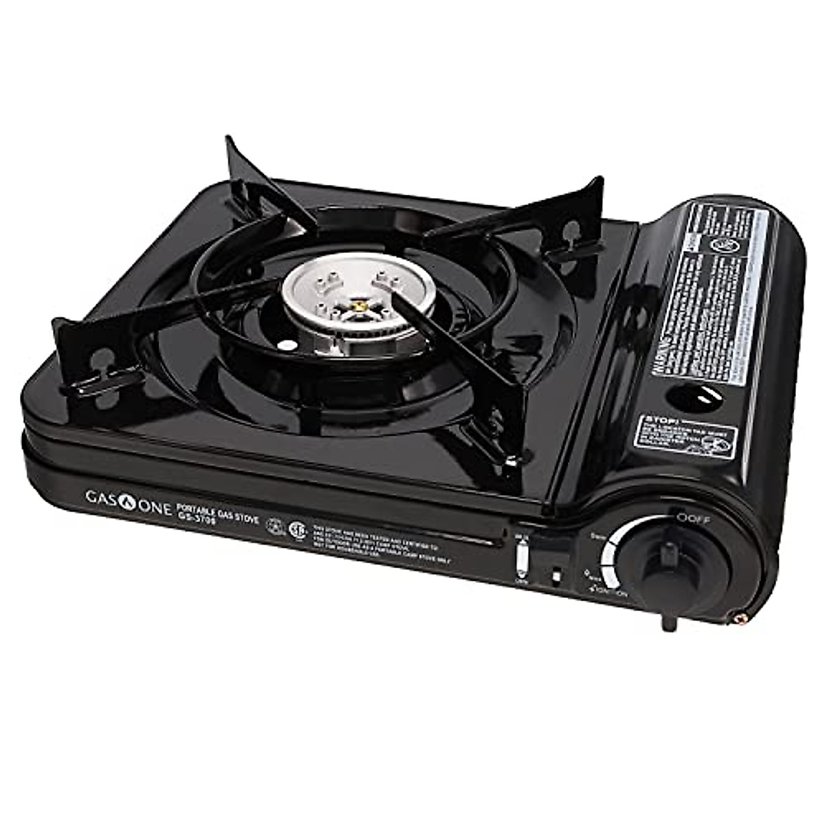 GAS ONE NEW 10,000 BTU CSA List Portable Butane Gas Stove with Carrying Case CSA Listed , Black, 10.9" H x 3.6" W x 12.8" L