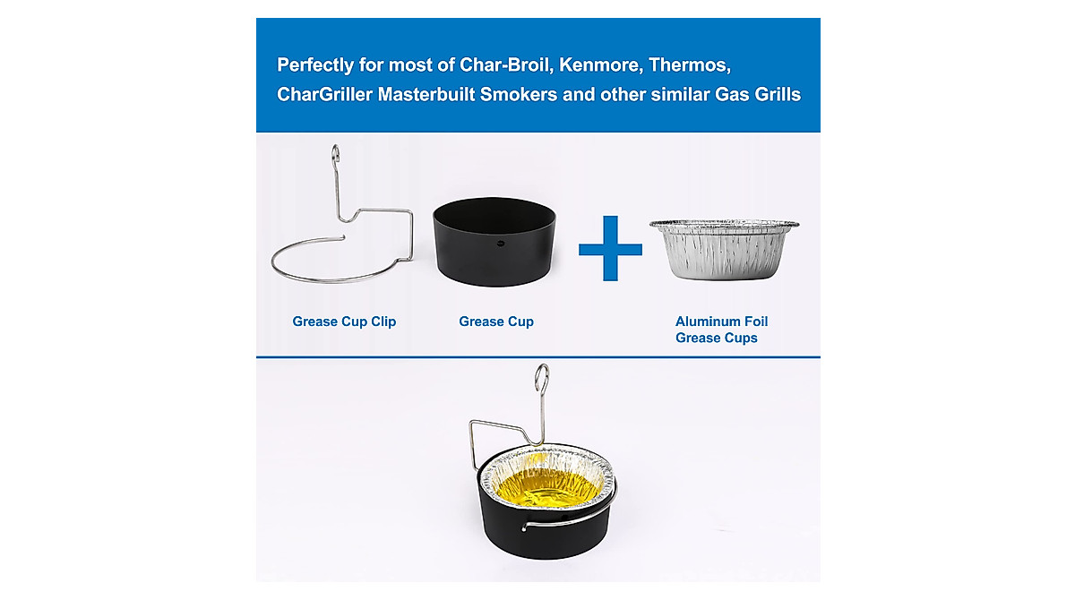 Uniflasy Grease Cup Set for CharBroil, Masterbuilt & More | Easy Cleanup