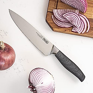 Viking Culinary German Steel Hollow Handle Cutlery Set, 6 Piece, Includes Protective Plastic Sleeve, All Essential Knife Types, Dishwasher Safe, Ash Wood Pattern Handles