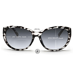 SAMBA SHADES Reader Sunglasses for Women Bifocal for Reading Under the Sun Cateye Glasses Black Tortoise 2.00