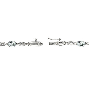 B. BRILLIANT Sterling Silver Aquamarine and White Topaz Oval-Cut Swirl Tennis Bracelet