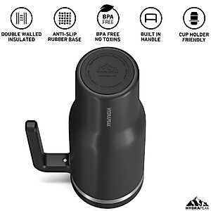 Hydrapeak Voyager 40 oz Tumbler with Handle and Straw Lid | Reusable Stainless Steel Water Bottle Travel Mug Cupholder Friendly | Insulated Cup (Black)