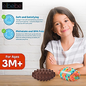 elbebe Silicone Football Fidget Toy- Pop Fidget Toy- BPA-free Popits for Kids, Multicolored Popper Toy, Squeeze Fidget Poppers / Fidget Ball, Bubble Pop Stress Relief Toy, Pop Toy (Ombre Color)