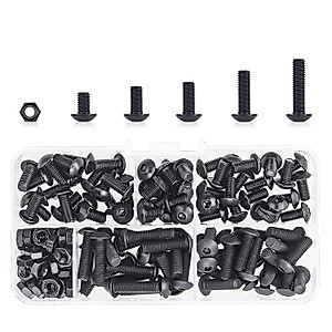 DYWISHKEY 150 Pieces M5 x 8mm/10mm/12mm/16mm/20mm, 10.9 Grade Alloy Steel Hex Button Head Cap Bolts Nuts Kit with Hex Wrench