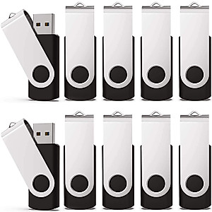 KEXIN 100 Pack 8 GB Flash Drive Bulk USB Flash Drive Thumb Drive Bundle USB Flash Drives Swivel Design Memory Stick USB 2.0 Black