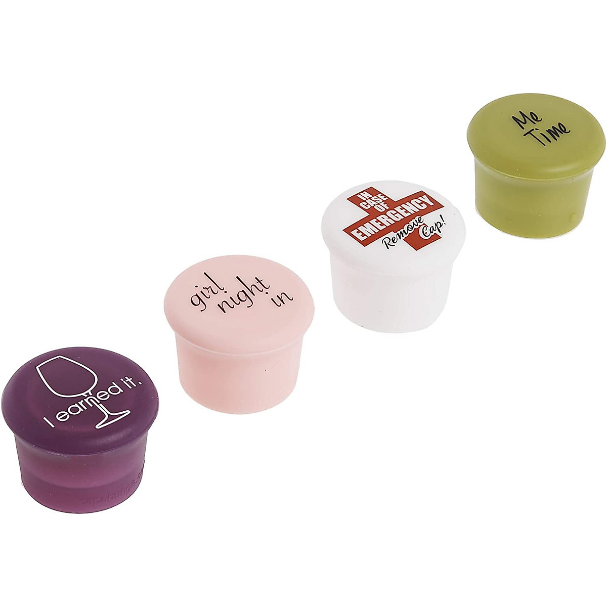 CapaBunga Silicone Wine Stoppers for Wine Bottles - 4 Pack Funny Wine Stoppers - Airtight Wine Bottle Stoppers Wine Saver Wine Bottle Caps - Wine Accessories for Wine Lovers - Classics