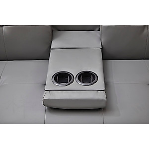 Anwick Futon Sofa Bed Faux Leather Couch Bed Modern Convertible Folding Recliner with 2 Cup Holders and Metal Legs for Living Room Apartment Dorm w/Removable Armrests, (Gray)