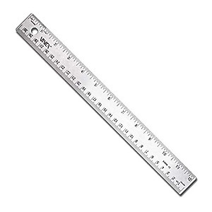 VINCA SSRN-12 Stainless Steel Office Drawing Ruler 0-12 Inch 0-30cm with Non Slip Cork Base Measuring Tool
