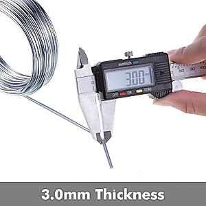 Aluminum Wire, Anezus 9 Gauge 12 Gauge 18 Gauge Bendable Metal Wire Armature Aluminum Craft Wire for Wreath Making Beading Floral (Silver, 3 mm Thickness)