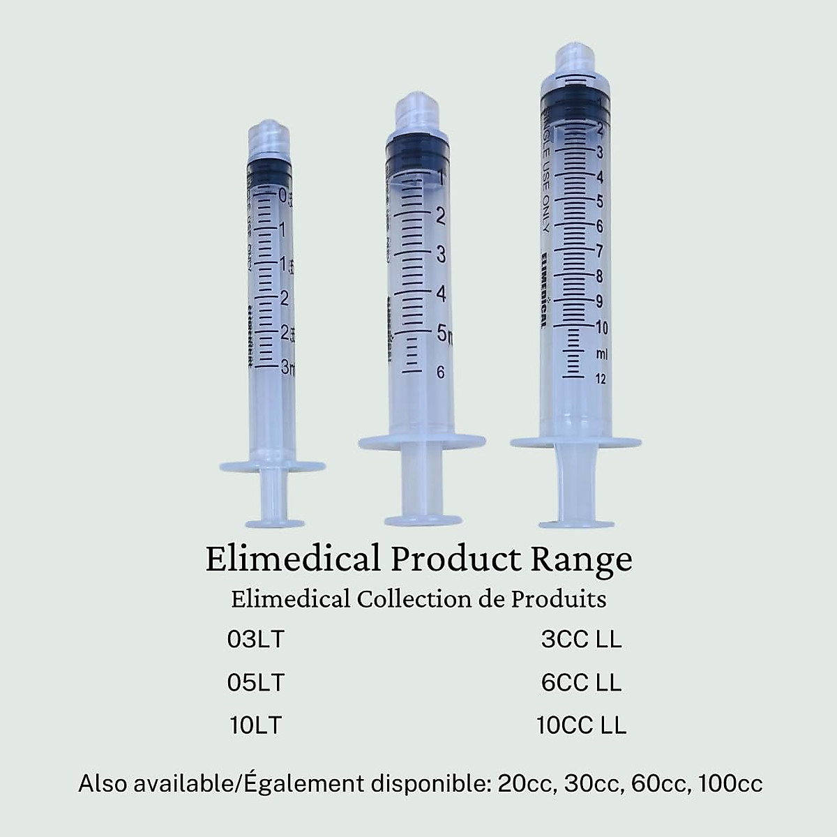 Elimedical Veterinary Disposable Syringe, 3cc Luer Lock, Without Needle, Individually Packaged, 100 per box, 03LT