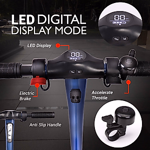 Hurtle Upgraded Portable Folding Electric Scooter - Foldable Commuter Scooter W/ 250w Motor, Inflatable Tire, LED Display, 3 Speed Up to 15.5mph, 15 Miles Range, Hand Brakes - for Adult & Kids S10