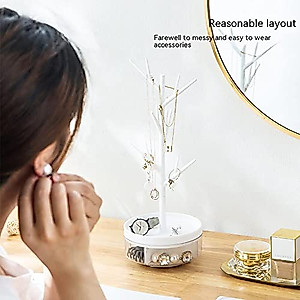 NA Creative Jewelry Rack Jewelry Necklace Display Rack Earring Storage Box Ornaments Storage Rack (white)