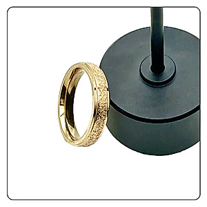 Fusamk Fashion Simple Rose Gold Stackable Rings Stainless Steel Sandblast Crystal Band Rings(Rose Gold(10))