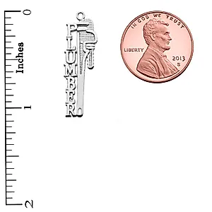 Sterling Silver Plumber Tool Wrench Pendant Necklace 18"