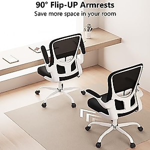 Ergonomic Office Chair, Comfort Swivel Home Office Task Chair, Breathable Mesh Desk Chair, Lumbar Support Computer Chair with Flip-up Arms and Adjustable Height