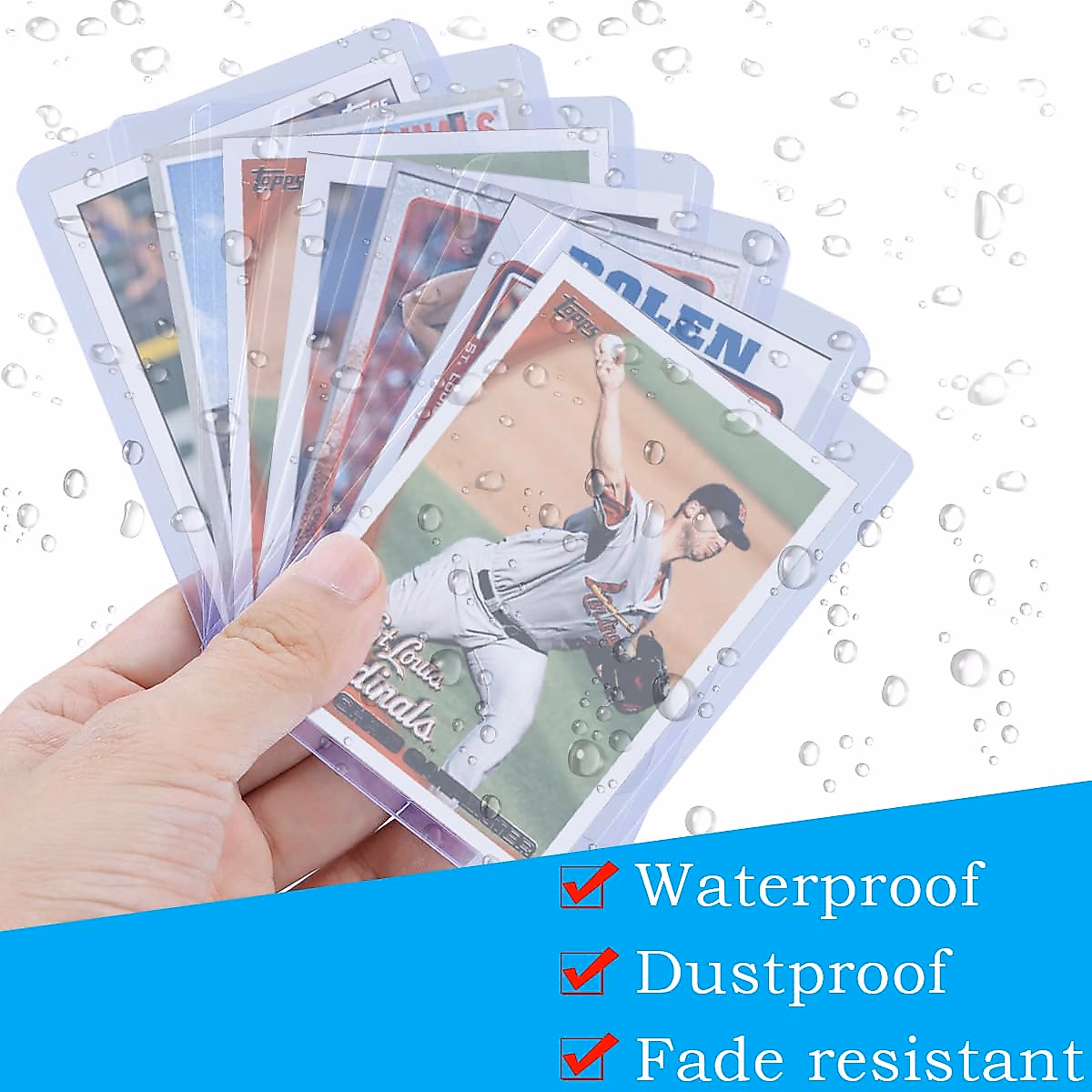 Baseball Card Sleeves, 50 Count Standard Toploaders Transparent Hard Plastic Design for Football, Photocard, Trading Card Sleeve