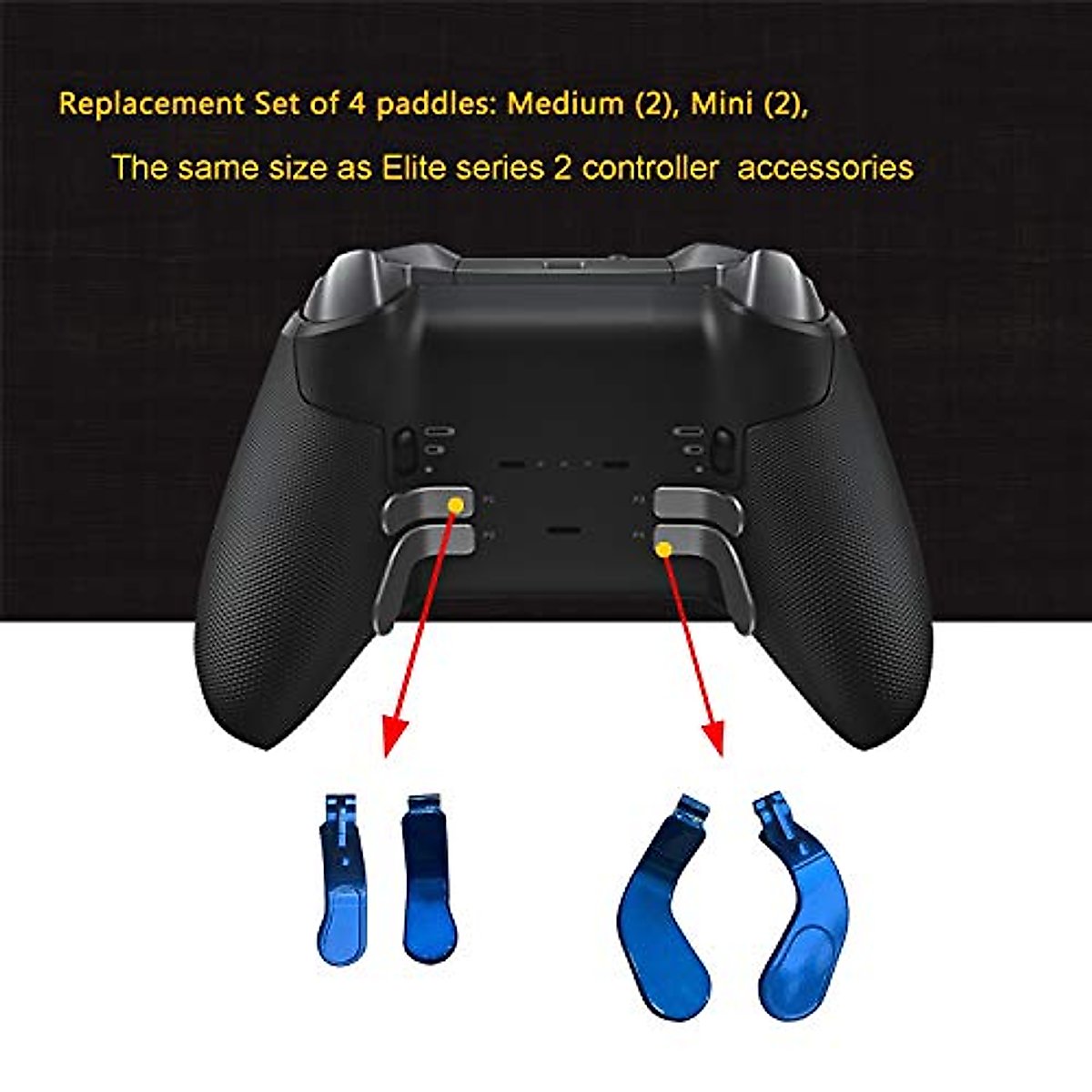 4PCS Metal Paddles Hair Trigger Locks Buttons Replacement for Elite Series 2 Controller, Xbox One Elite Controller & Elite Series 2 Core - Blue