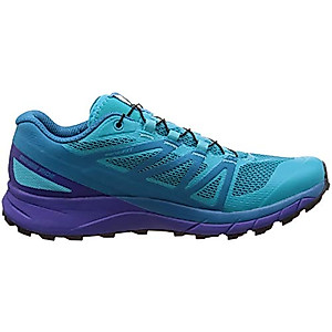 Salomon Women's Sense Ride Trail Running Shoe, Bluebird/Deep Blue/Black, 6