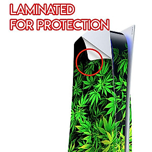 ITS A SKIN Skins Compatible with Sony Playstation 5 Console Disc Edition - Protective Decal Overlay stickers wrap cover - weed green bud marijuana leaves