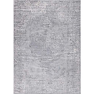 Unique Loom Portland Collection Bohemian Inspired Medallion Tone Design Area Rug, 10 ft x 14 ft, Light Gray/Gray