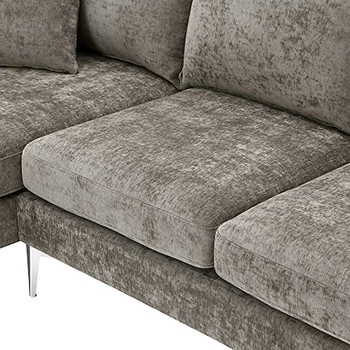 ERYE 84" L-Shaped Upholstered Corner Sofa Convertible Sectional Sofa & Couch,Modern Chenille Upholstery Couch with Reversible Chaise and 2 Pillows for Home Apartment Office Living Room