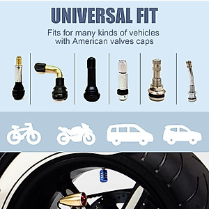 Tire Valve Stem Cap Cover - (5 Pack) Tire Air Caps Metal with Plastic Liner Corrosion Resistant Leak-Proof for Car Truck Motorcycle SUV and Bike Blue