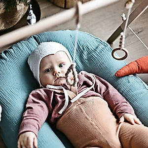 2 Pack Baby Lounger Cover for Newborn, Organic Cotton Muslin Lounger Pillow Case for Babies, Snug Fitted Removable Slipcover, Babynest Cover for Boys & Girls (Orange & Blue)