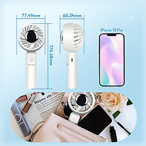 Handheld fan with ice cooling mode, Personl cooling fan for women and men, Portable fans that blow cold air, for home office outdoor travel (White)