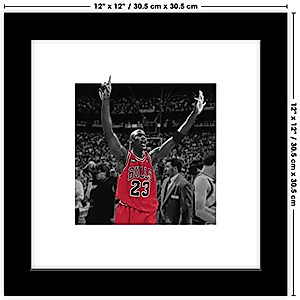 Trends International Gallery Pops Michael Jordan - Pinstripe Dunk Color Pop Wall Art Wall Poster, 12" x 12", Black Frame Version