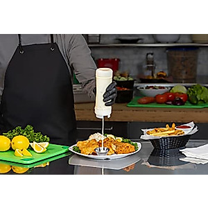 San Jamar Ez Kleen Plastic Sauce Bottle with Medium Valve for Thick Sauces and Relish, 16 Ounces, White